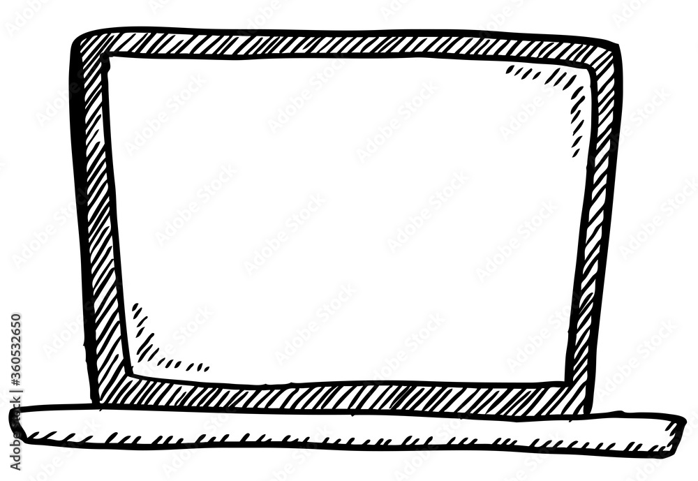 Cartoon style doodle of notebook - Black and white on transparent ...