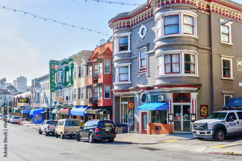 Famous Little Italy in North Beach, San Francisco, where the well-known ...