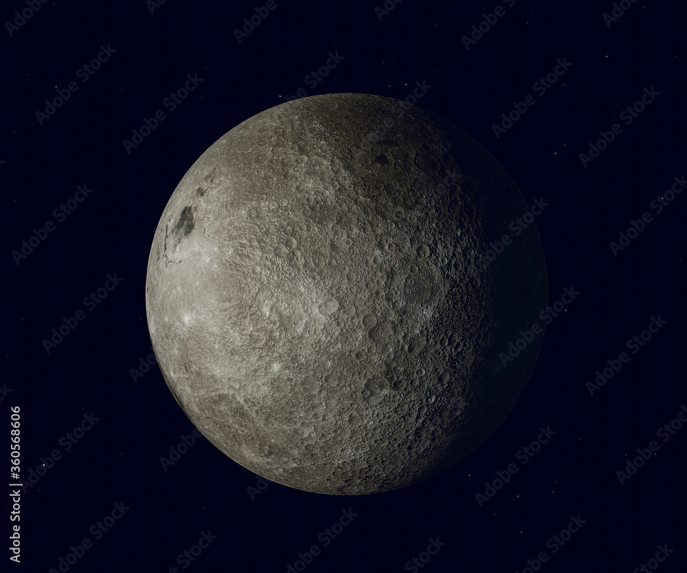 The reverse side of the moon. Full moon isolated on dark night sky ...