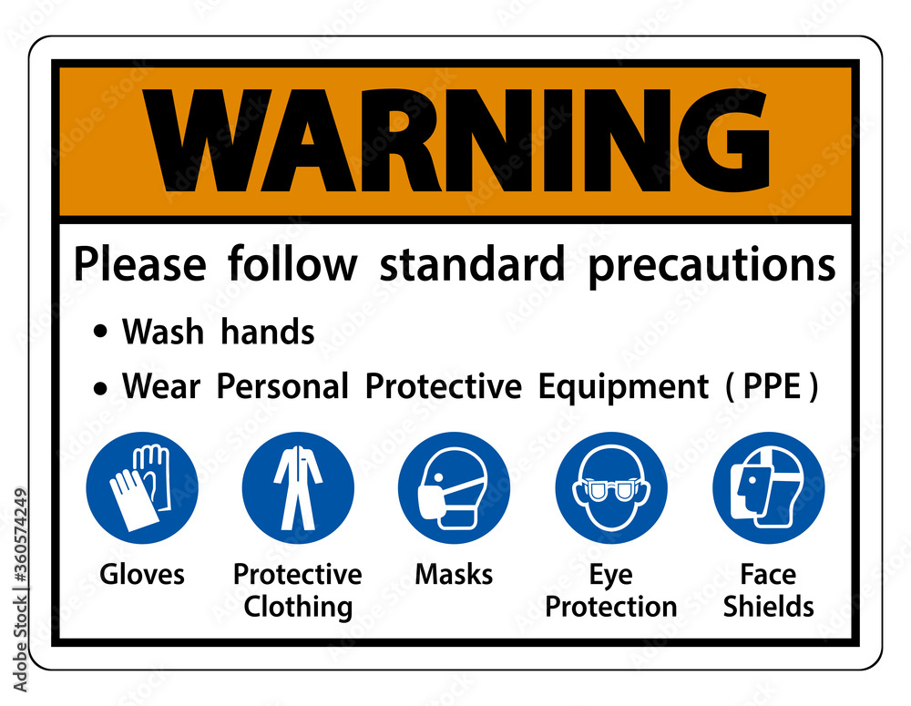 Warning Please follow standard precautions ,Wash hands,Wear Personal ...