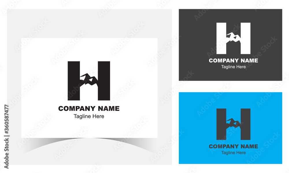 H letter logo design template with hill. Alphabet H with Hill sign ...