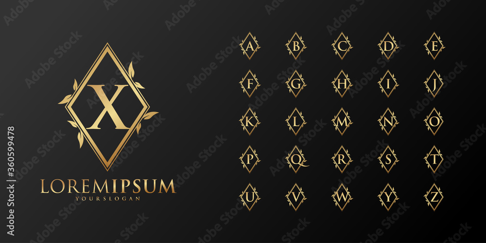 Initial Alphabet Gold Letter Template Stock Vector | Adobe Stock