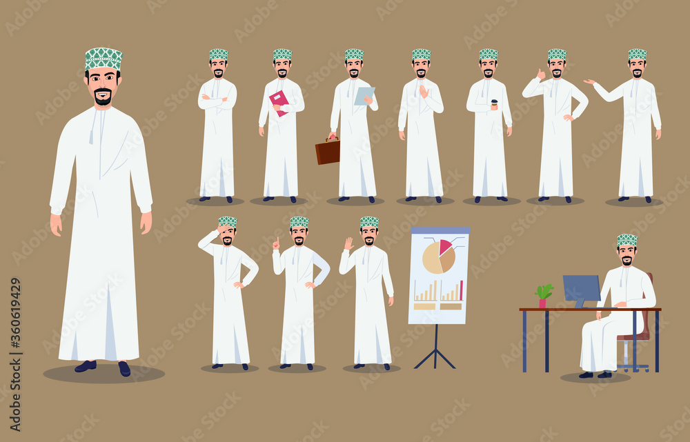 vector illustration of an arab oman man Stock Vector | Adobe Stock