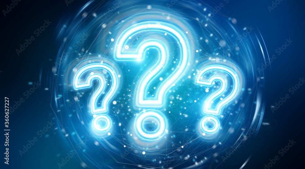 Digital question marks holographic interface 3D rendering Stock Illustration | Adobe Stock