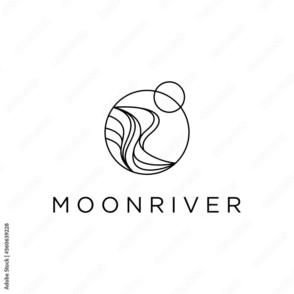 Moon River logo design inspiration vector icon illustration Stock ...