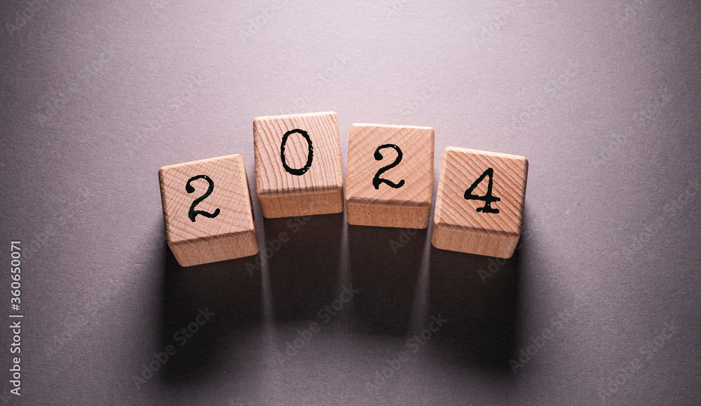 2024 Word with Wooden Cubes Stock Photo | Adobe Stock