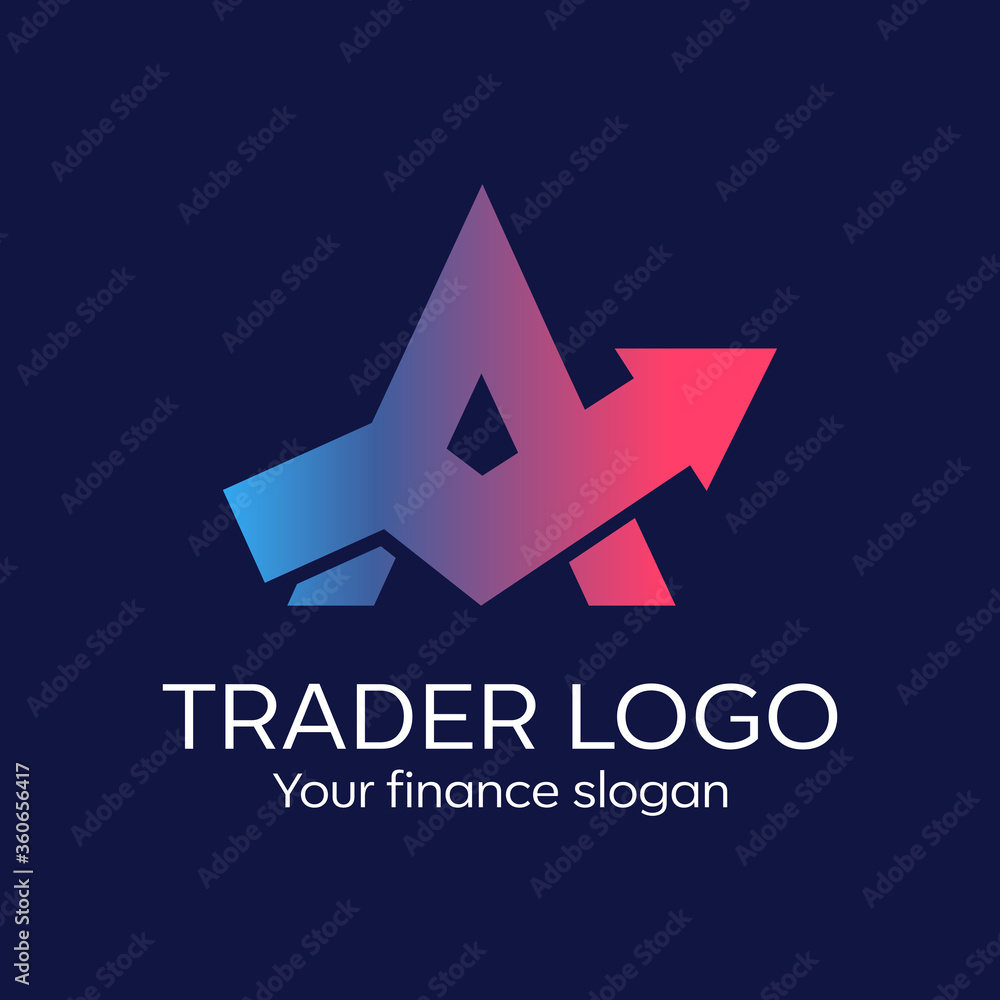 Logo with a successful graph up for business. Flat vector illustration ...