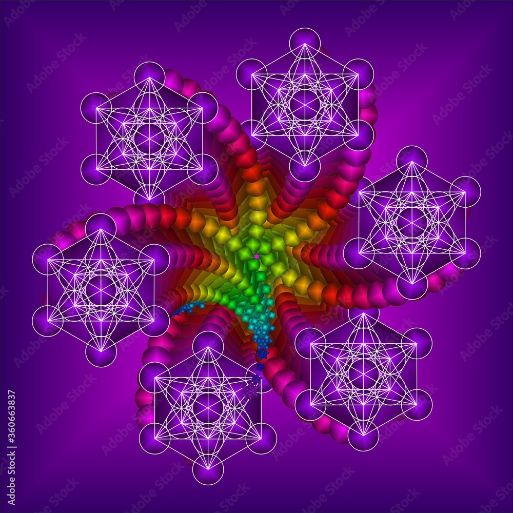 Sacred Geometry - Metatron's Cube colorful pattern Stock Illustration ...