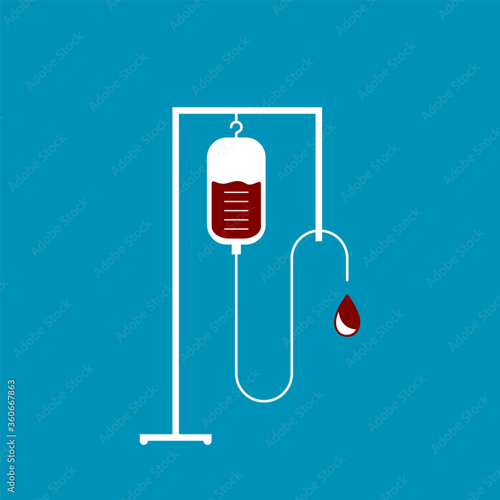 Vetor de IV stand with blood transfusion bottle. Drip bag with packed ...