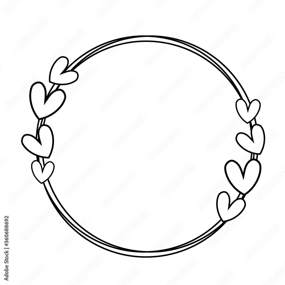 Love heart border frame icon. Loving hearts, red like and lovely ...