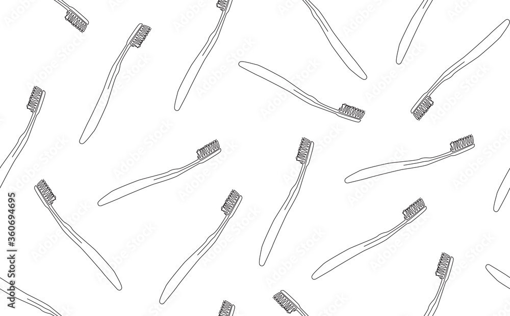 Creative Vector Seamless Pattern with one line drawing Toothbrushes on ...