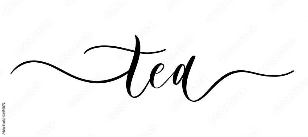 Tea - vector calligraphic inscription with smooth lines. Minimalistic ...