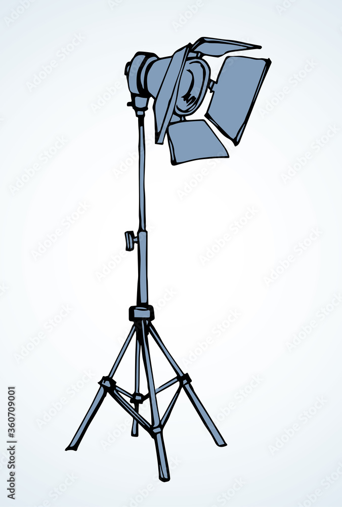 Spotlight on a stand. Vector drawing Stock Vector | Adobe Stock