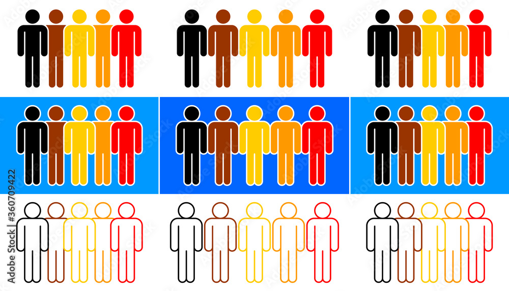 BIPOC. Black, indigenous, and people of color. Woman sign. Man icon ...