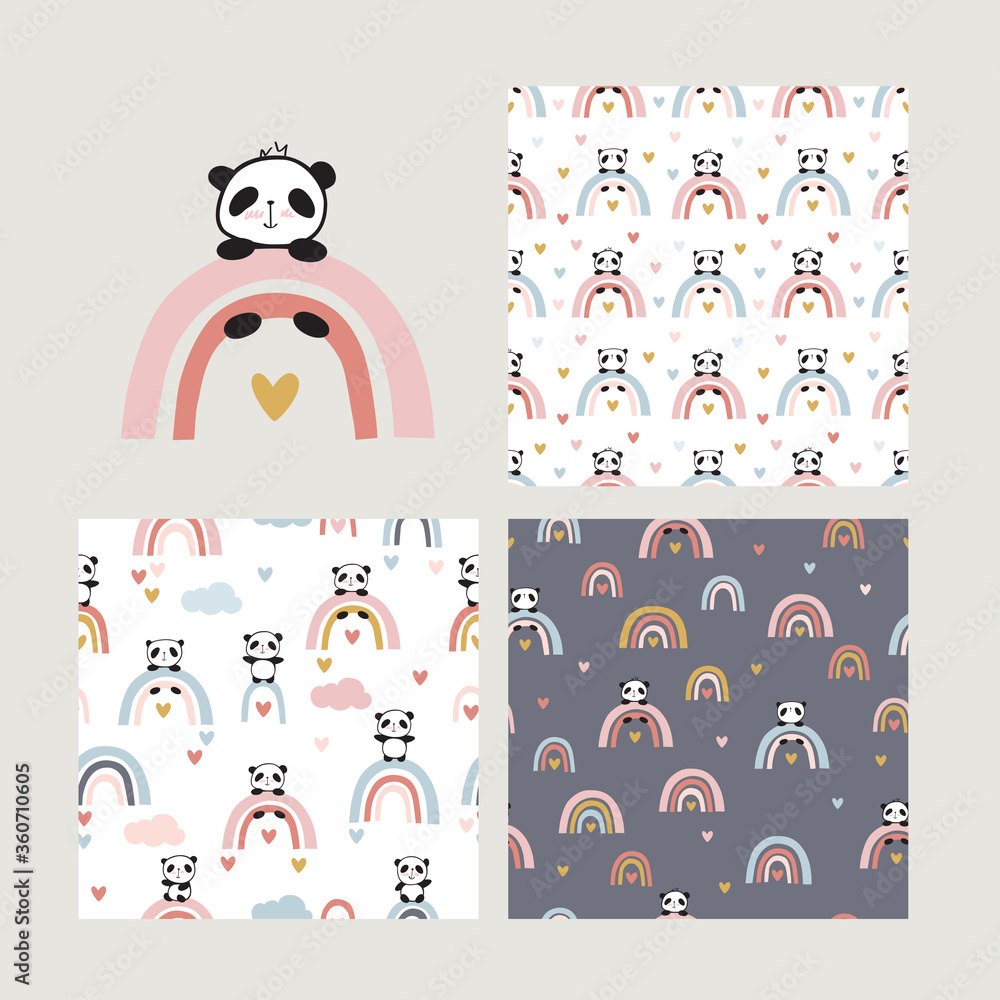 Set of cool seamless patterns for kids textile, wallpapers, gift wrap ...