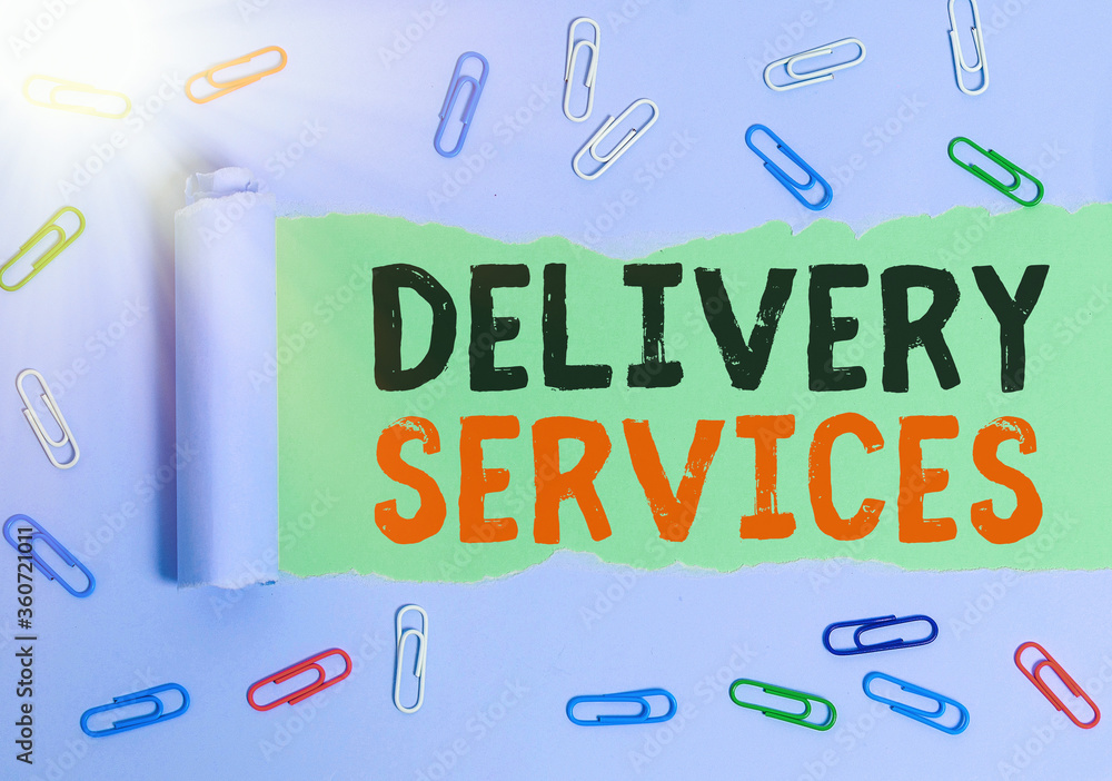 Text sign showing Delivery Services. Business photo showcasing process ...