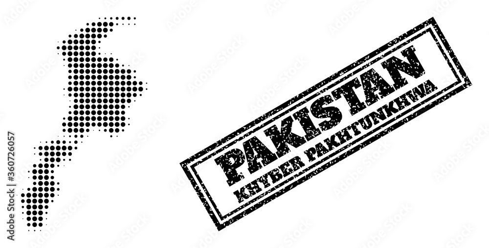 Halftone map of Khyber Pakhtunkhwa Province, and rubber seal. Halftone ... Halftone map of Khyber Pakhtunkhwa Province, and rubber seal. Halftone ...