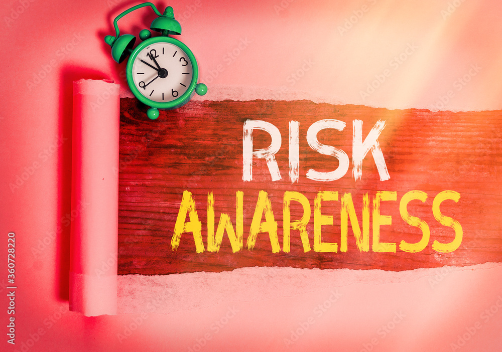 Text sign showing Risk Awareness. Business photo showcasing recognizing ...