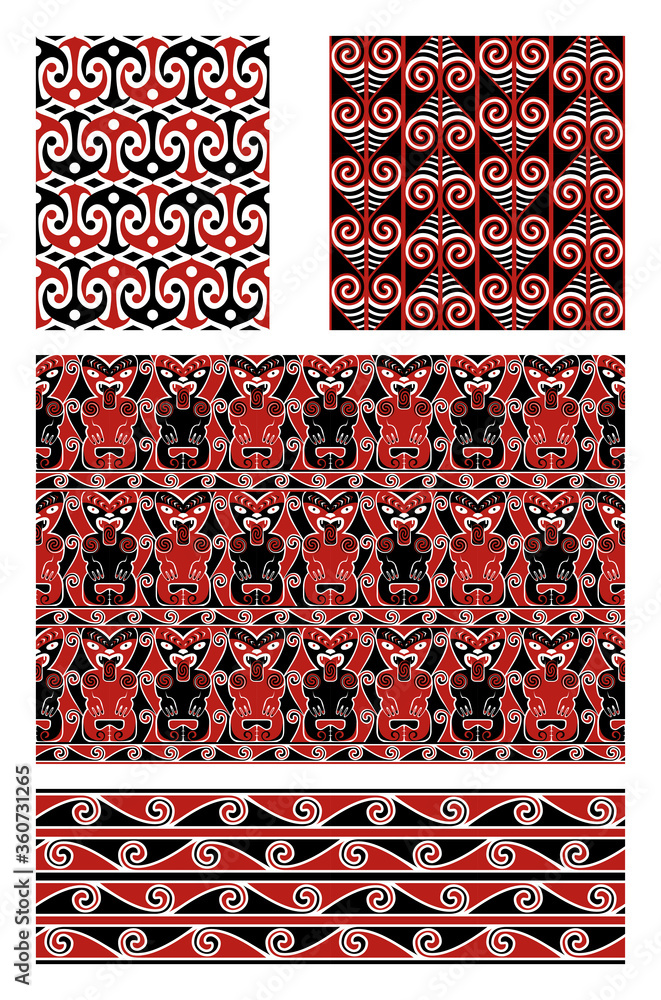 Maori Traditional Seamless Vector Patterns Set vector de Stock | Adobe ...