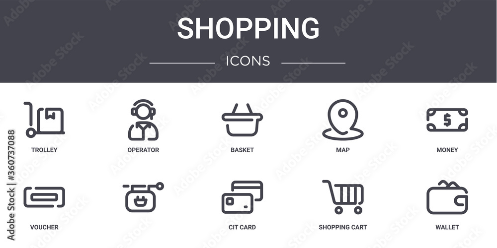 shopping concept line icons set. contains icons usable for web, logo ...