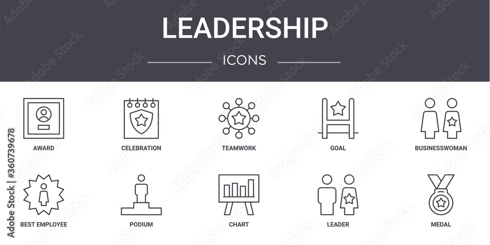 leadership concept line icons set. contains icons usable for web, logo ...