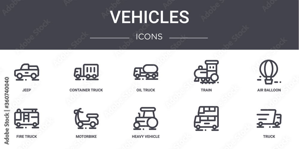 vehicles concept line icons set. contains icons usable for web, logo ...
