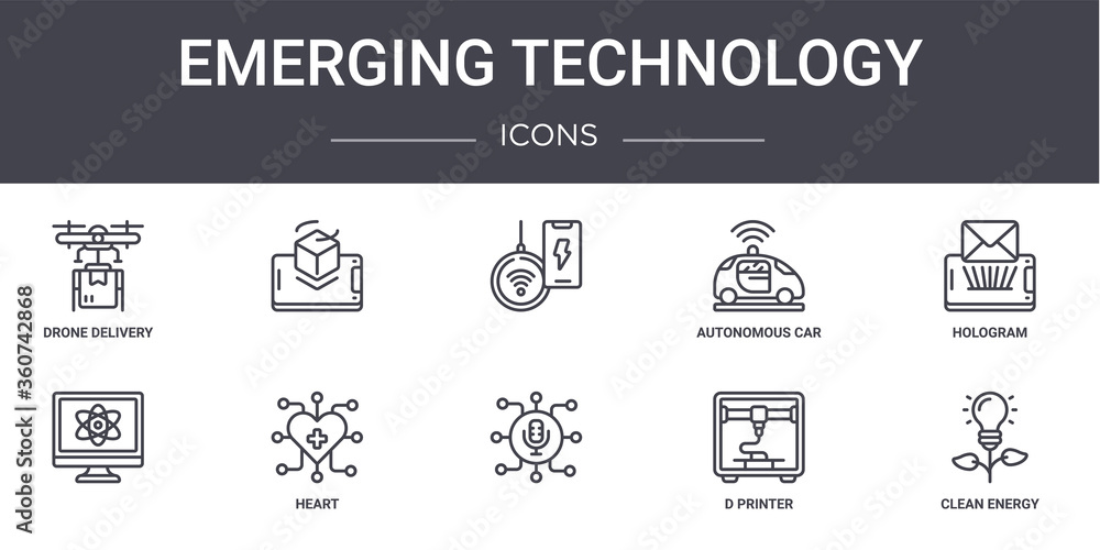 emerging technology concept line icons set. contains icons usable for ...