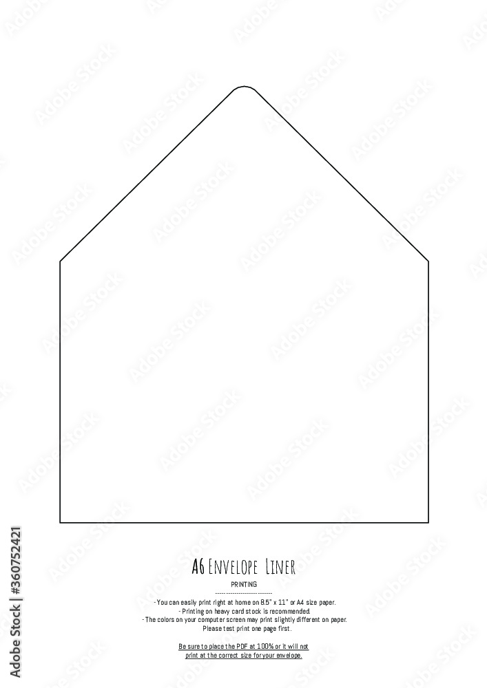 A6 Envelope Liner Template Stock Vector | Adobe Stock