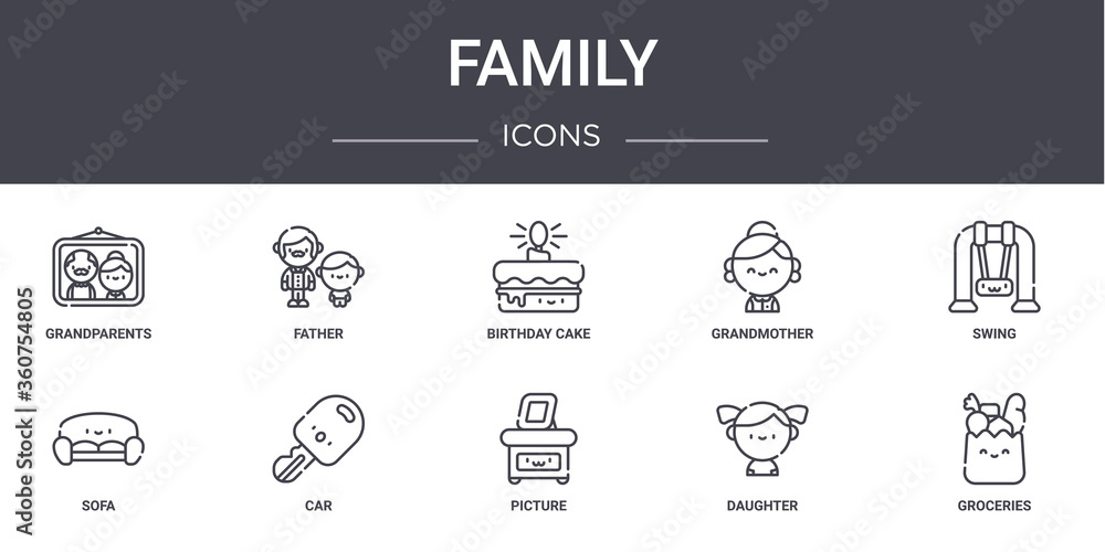 family concept line icons set. contains icons usable for web, logo, ui ...