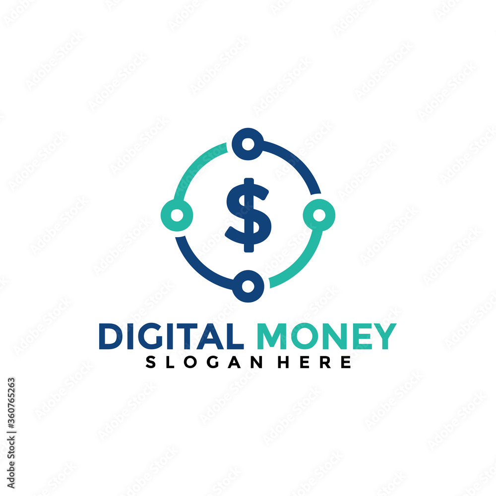 Money Transaction Logo Design Template. Digital Money Logo Vector ...