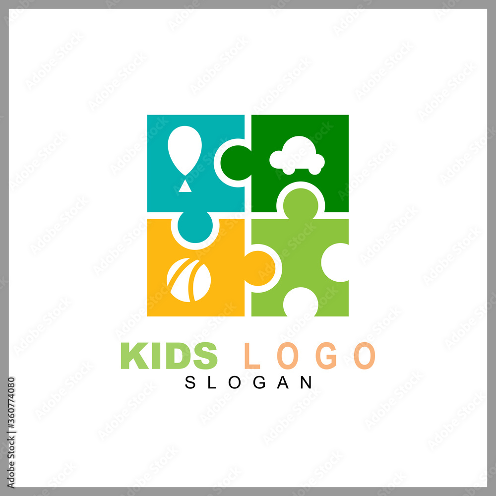 Kids play colorful logo vector, Children logo designs, happy child ...