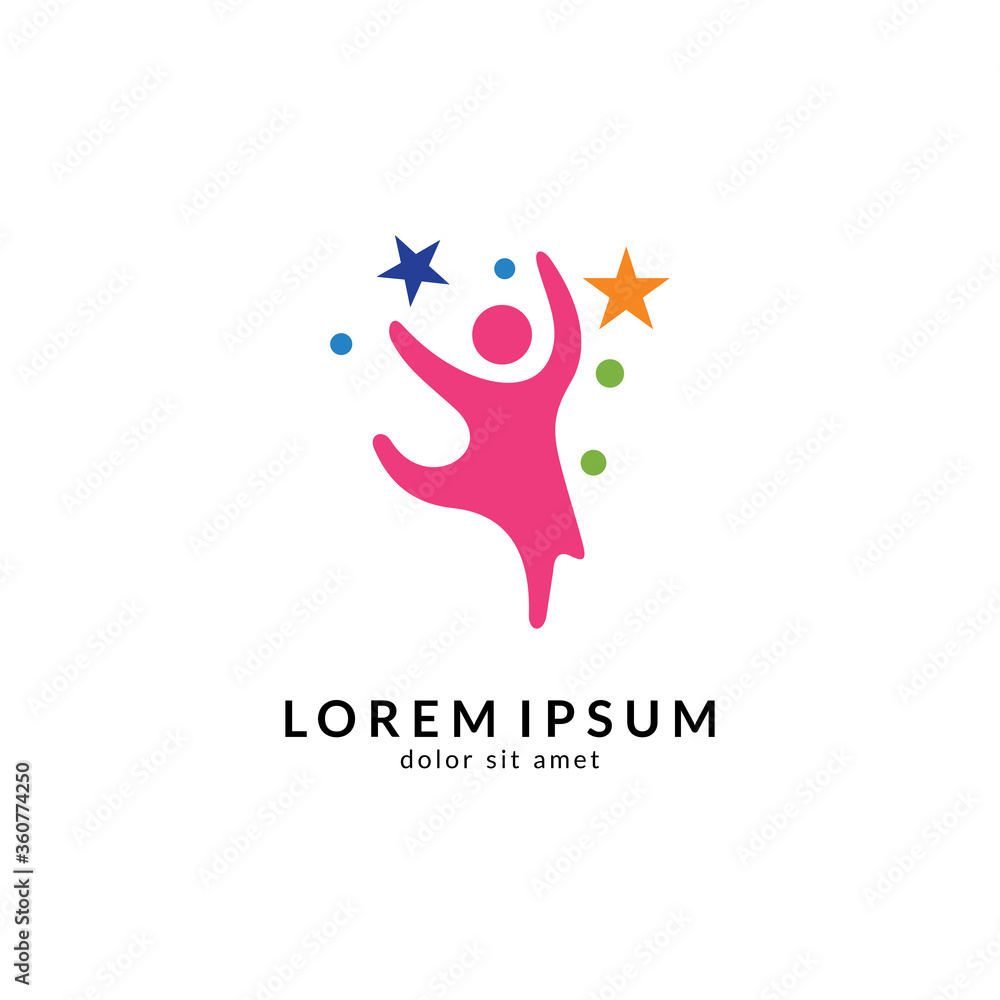Kids play colorful logo vector, Children logo designs, happy child ...