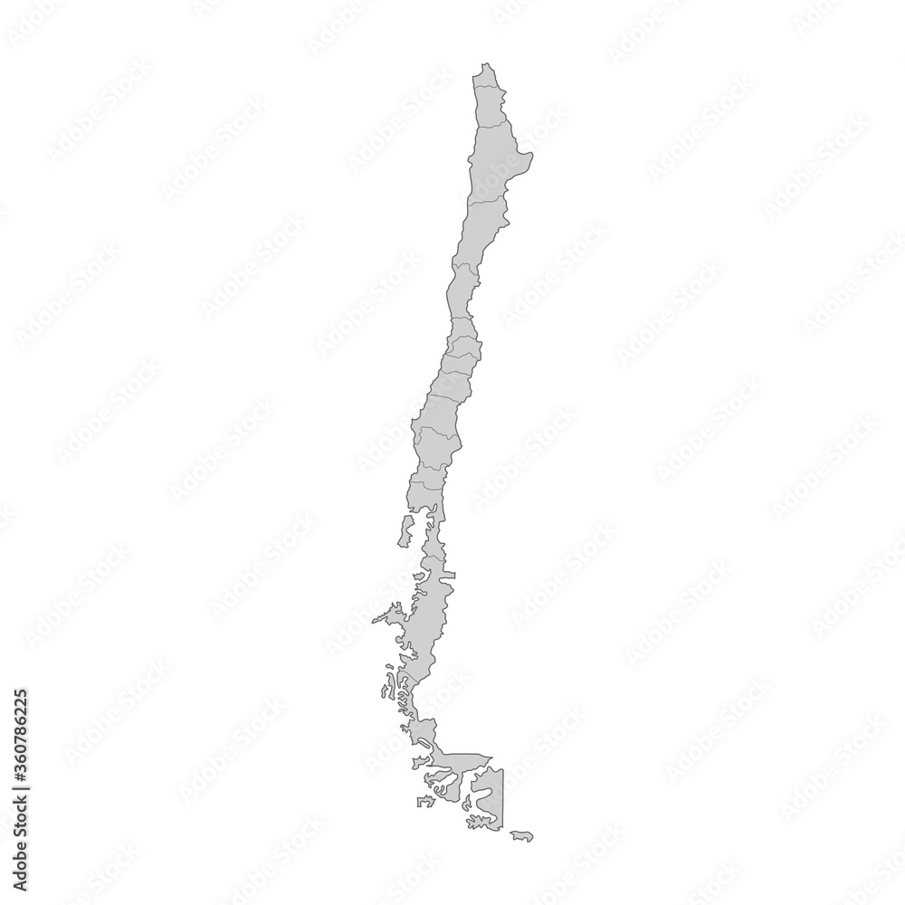 Map of Chile divided to regions. Outline map. Vector illustration ...
