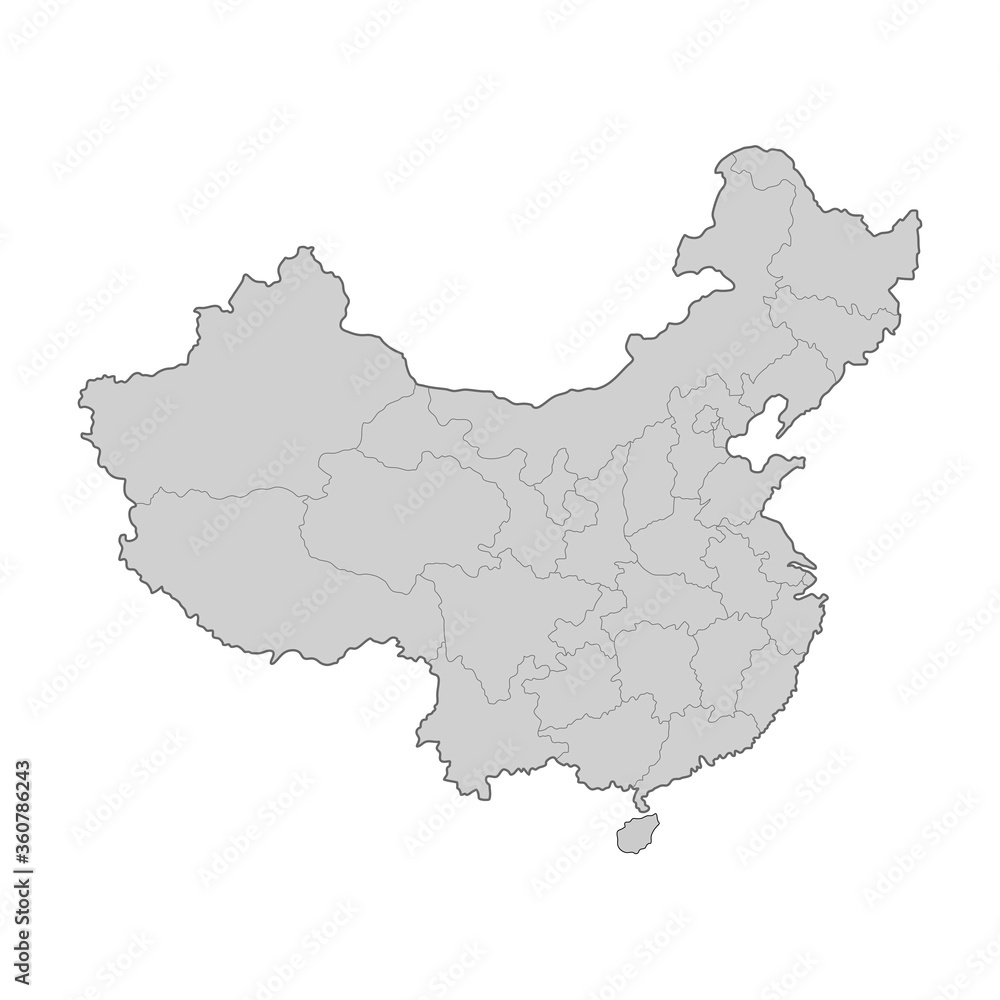 Map of China divided to regions. Outline map. Vector illustration ...