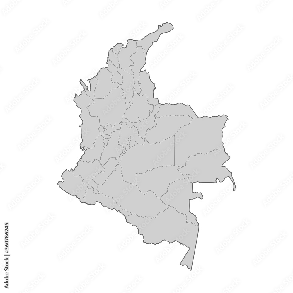 Map of Colombia divided to regions. Outline map. Vector illustration ...