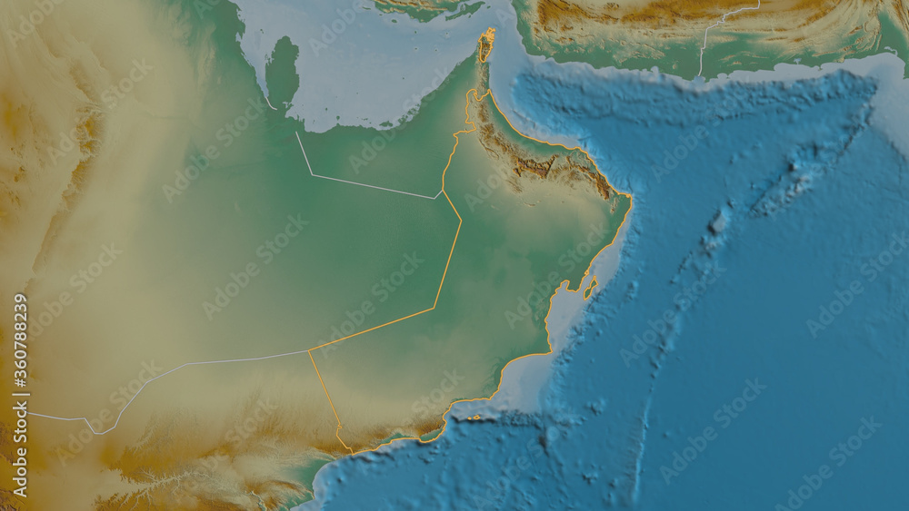 Oman - overview. Relief Stock Illustration | Adobe Stock