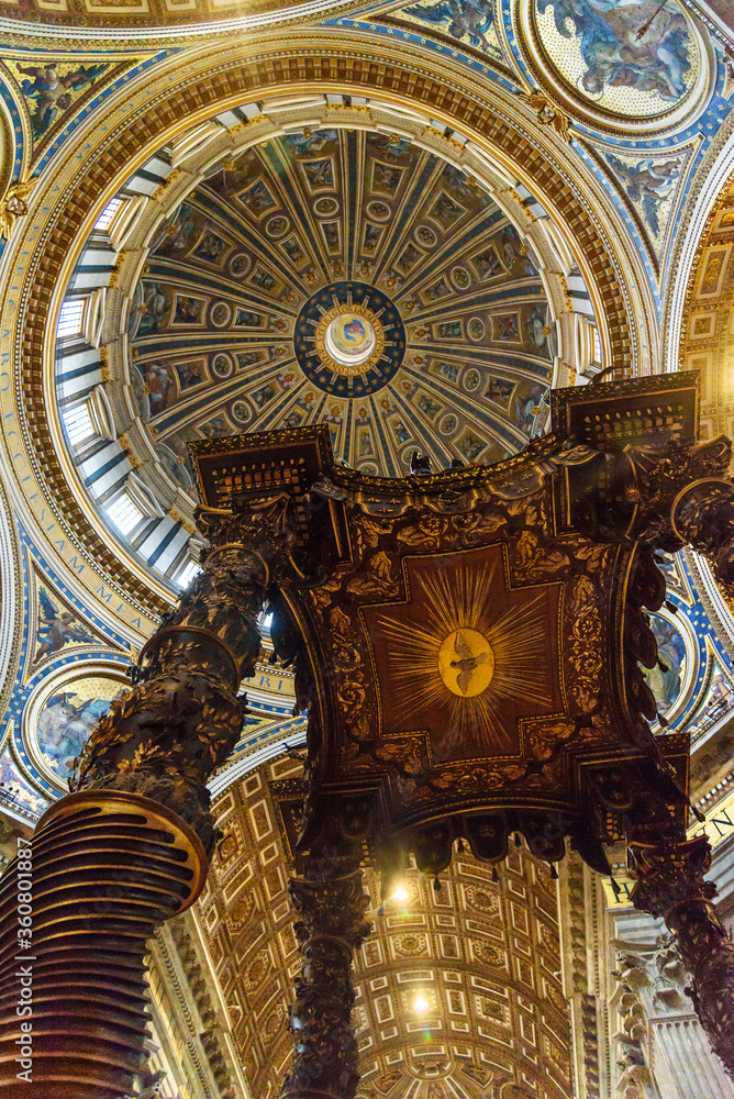 Altar with Bernini's baldacchino. Interior of Saint Peter's Basilica in ...
