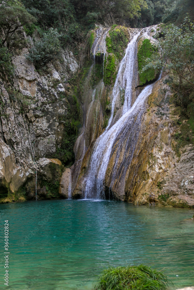 Polylimnio Waterfalls In Messinia Stock Photo | Adobe Stock