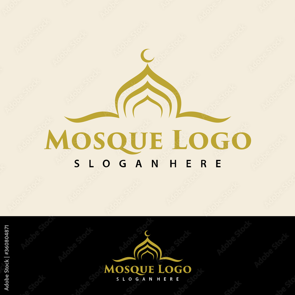 Islamic logo vector, creative muslim design, simple mosque logo design ...