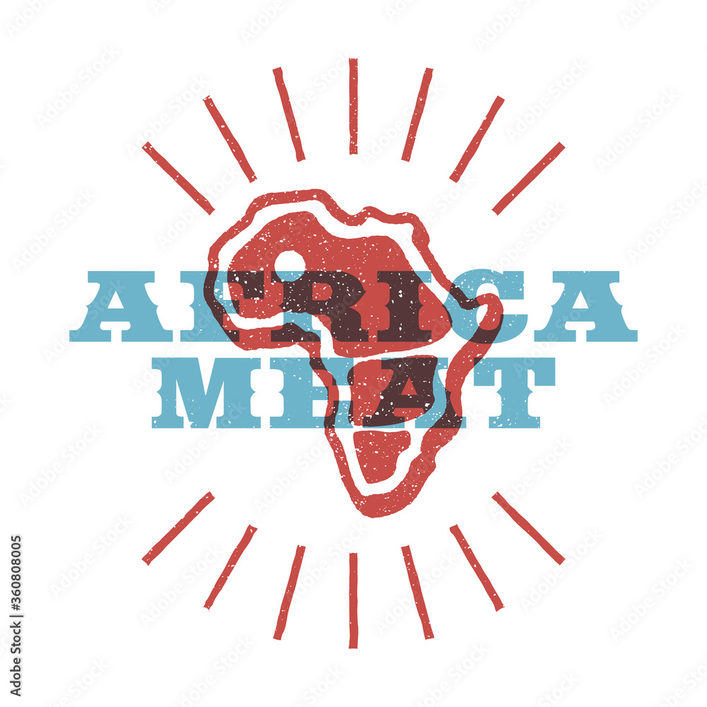 Steak Africa logo. Vector retro black and red meat dishes logotype ...