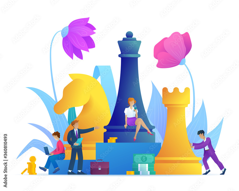 Business strategy cartoon concept. Successful teamwork page concept ...