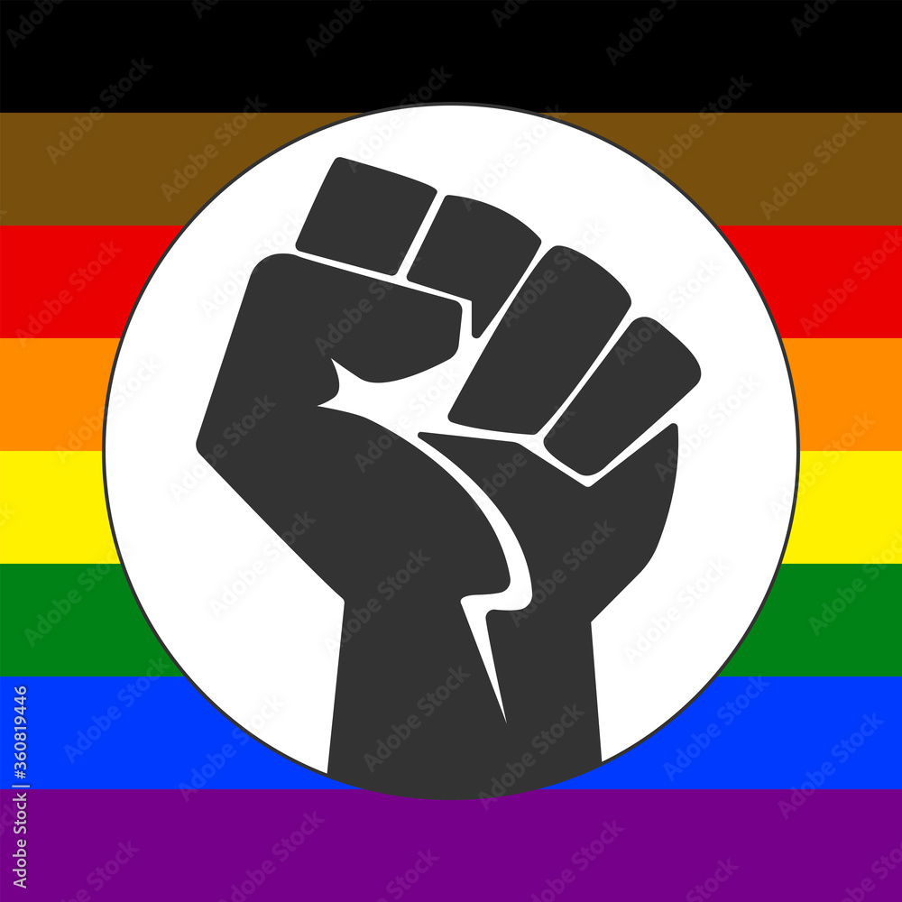 Fist sign on rainbow background. BLM symbol modern, simple, vector ...