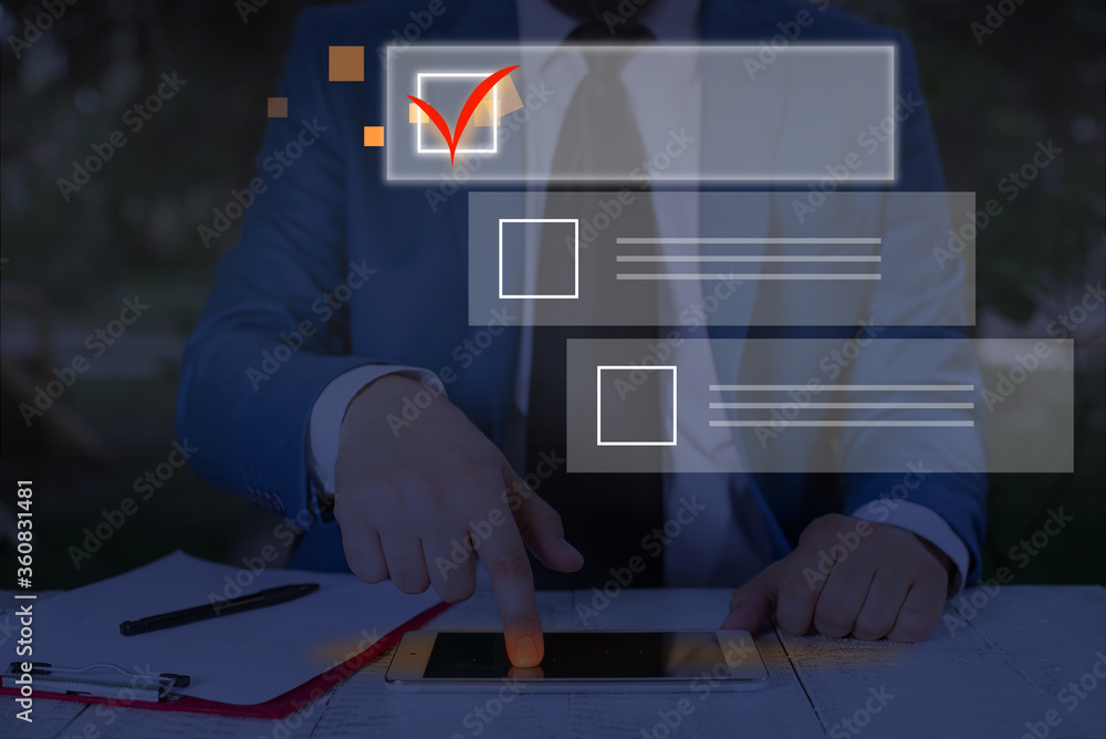 Hand Ticking Checklist Red Mark Empty Square Prioritizing Important ...