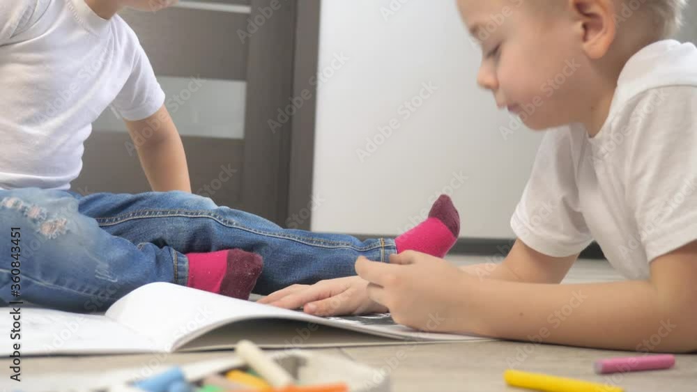 happy family a brother and sister teamwork concept. little boy and girl ...