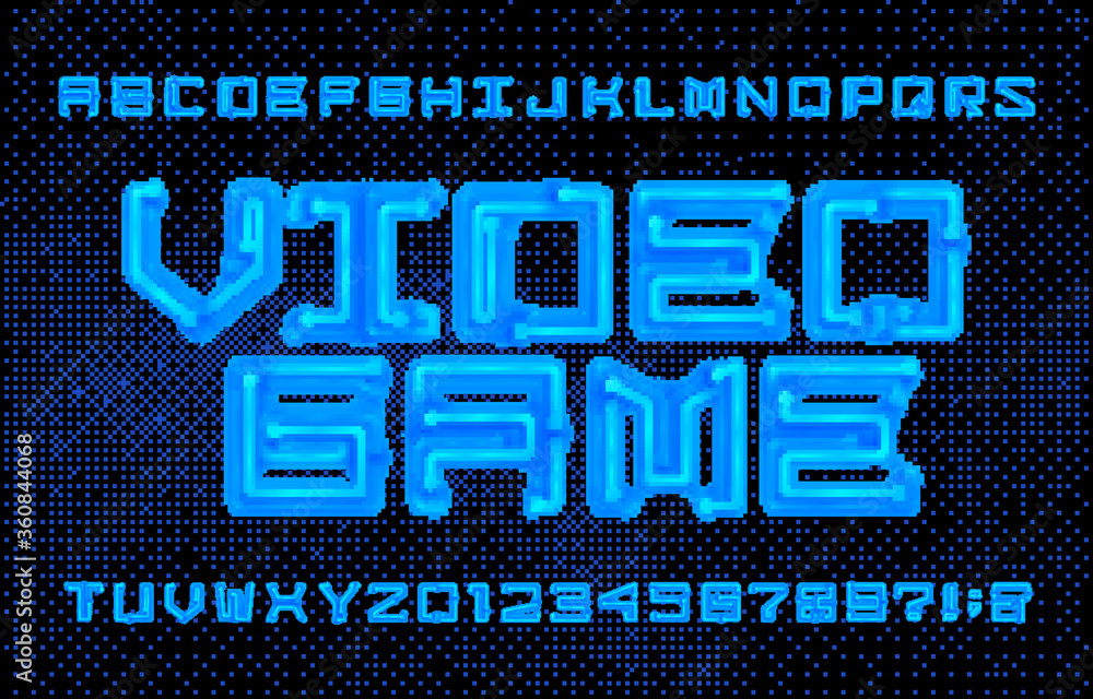 Vecteur Stock Video Game alphabet font. Futuristic computer letters and ...