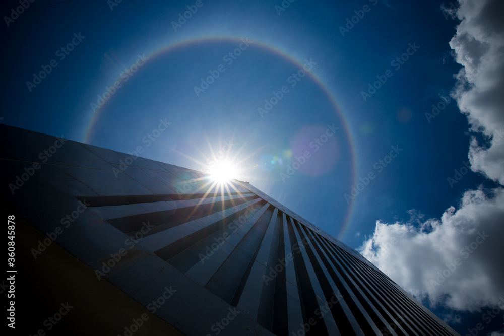 Amazing natural phenomena. Sun halo in Thailand or the sun with a ...