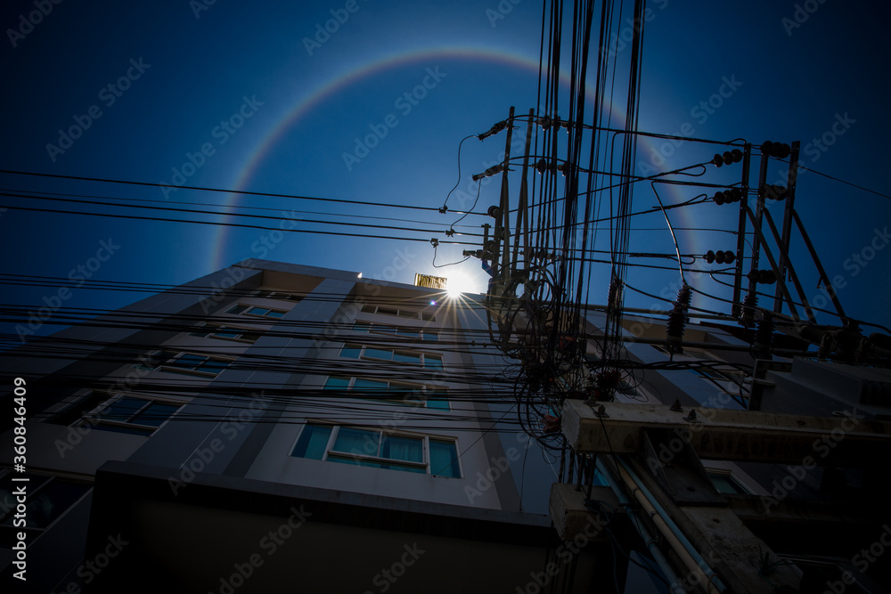 Amazing natural phenomena. Sun halo in Thailand or the sun with a ...