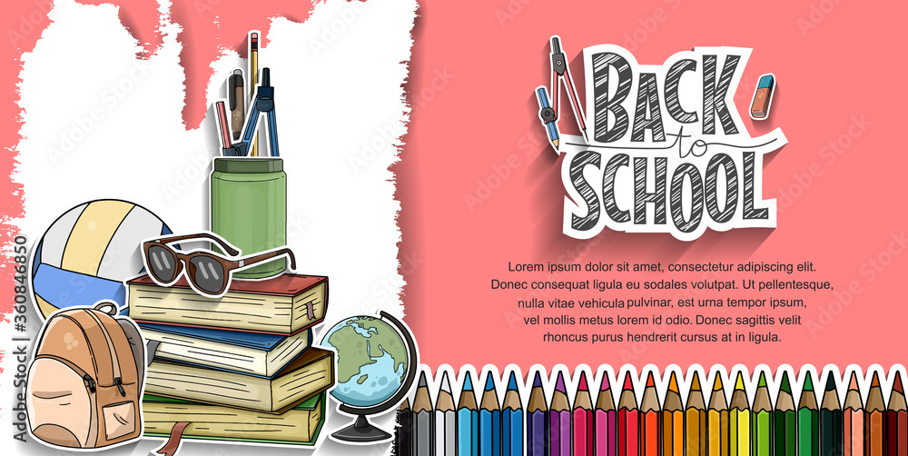 Back to School vector design with colorful education element. vector ...