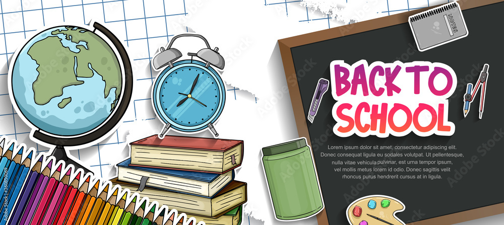 Back to School vector design with colorful education element. vector ...