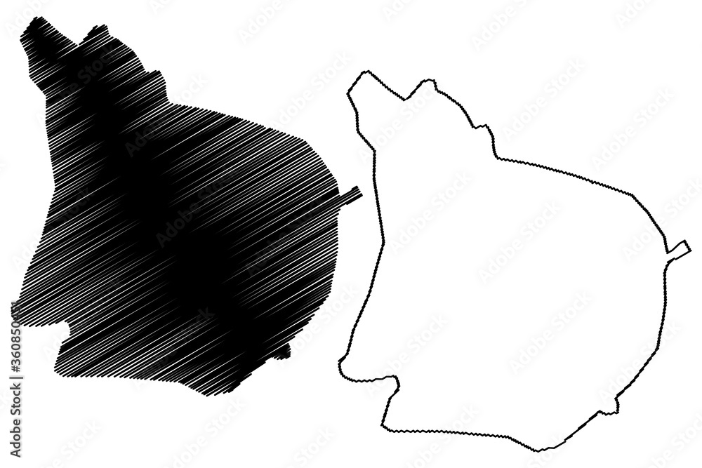 Vadodara City (Republic of India, Gujarat State) map vector ...